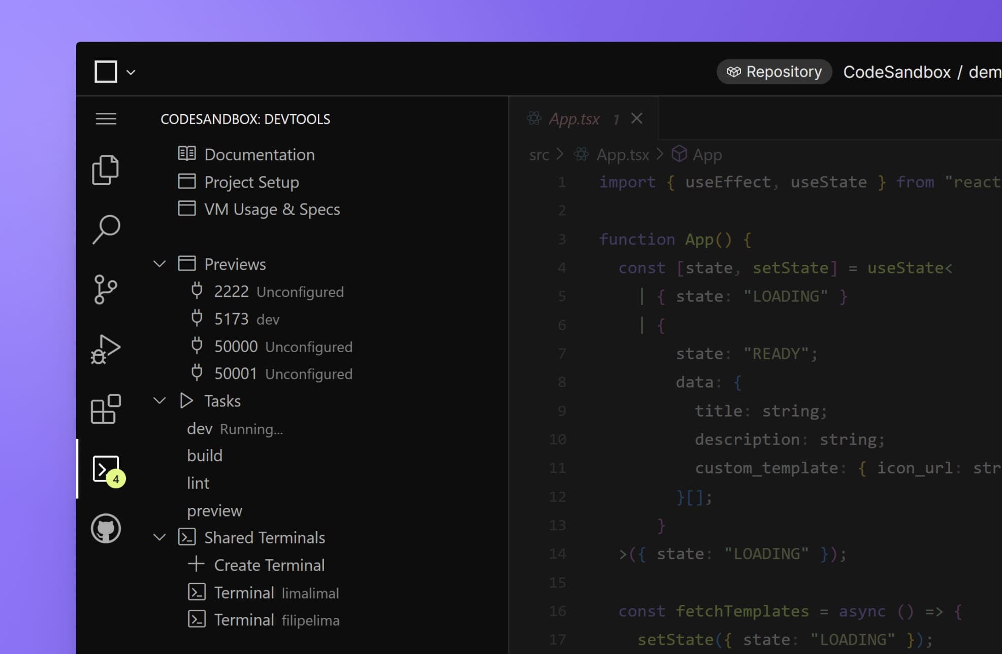 Web Interface – CodeSandbox
